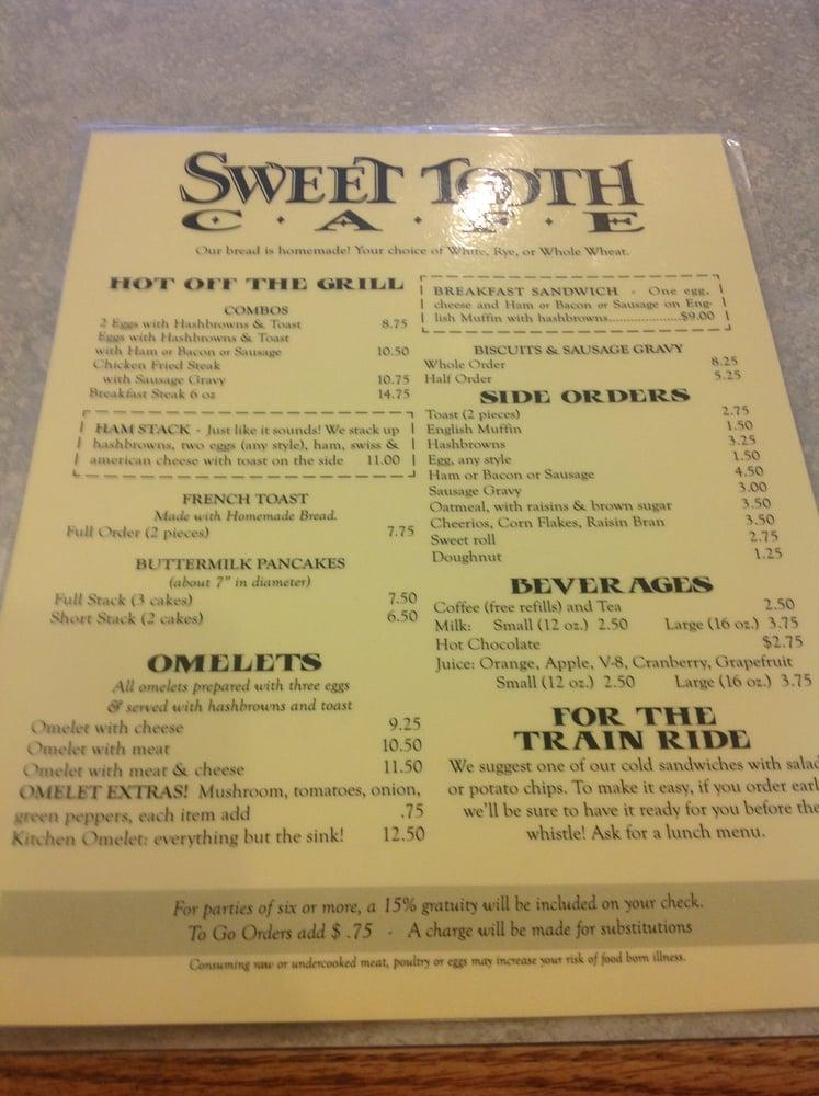 Carta de Sweet Tooth Cafe, Skagway