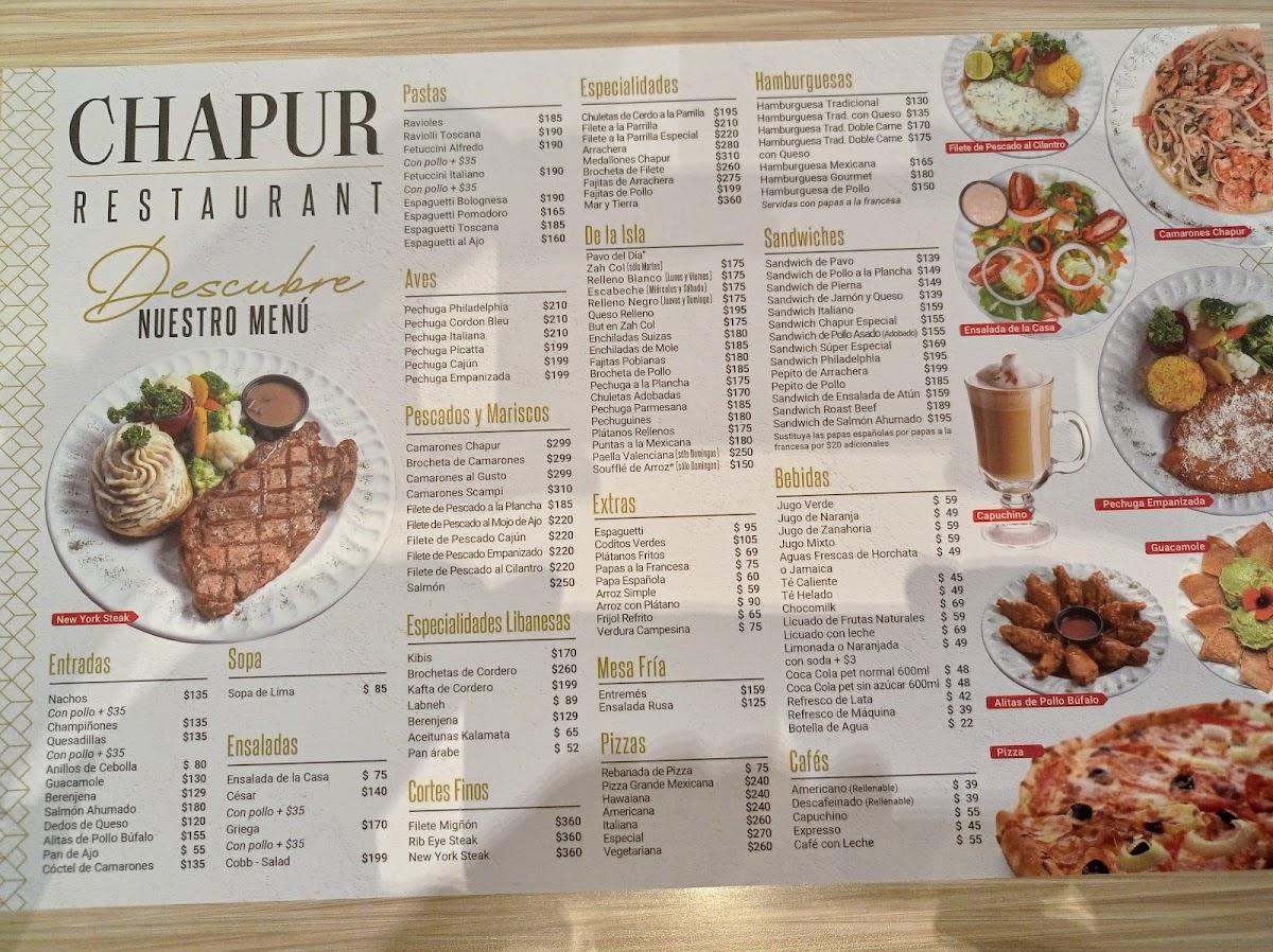 Carta de Gran Chapur Restaurante Norte, Merida