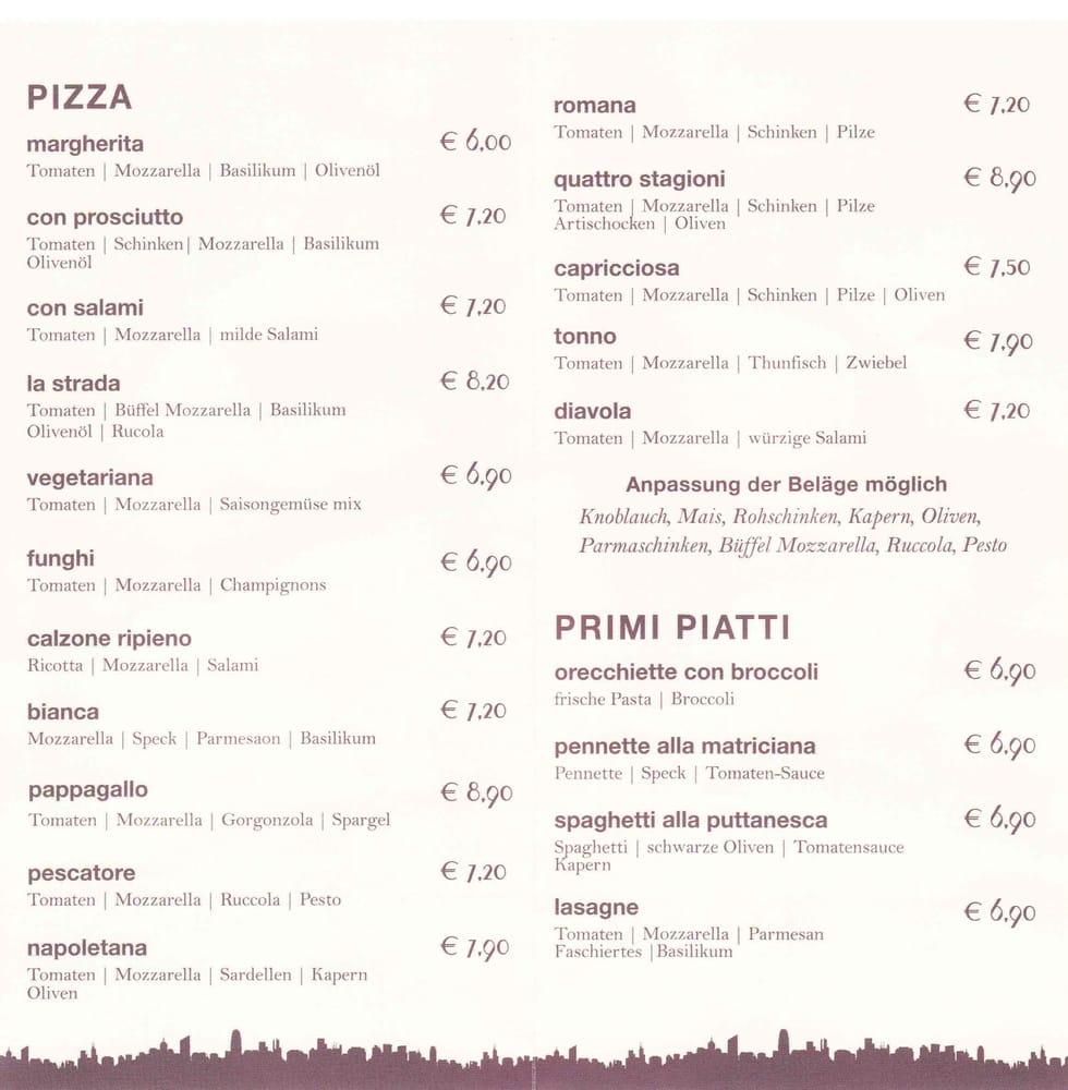 Speisekarte von La Strada pizza, Wien, Reinprechtsdorferstr. 16 Ecke ...