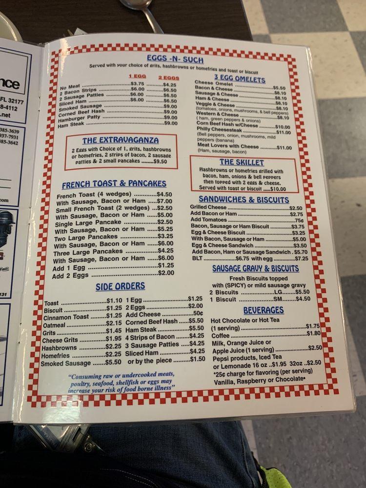 Menu at Lori's restaurant, Palatka