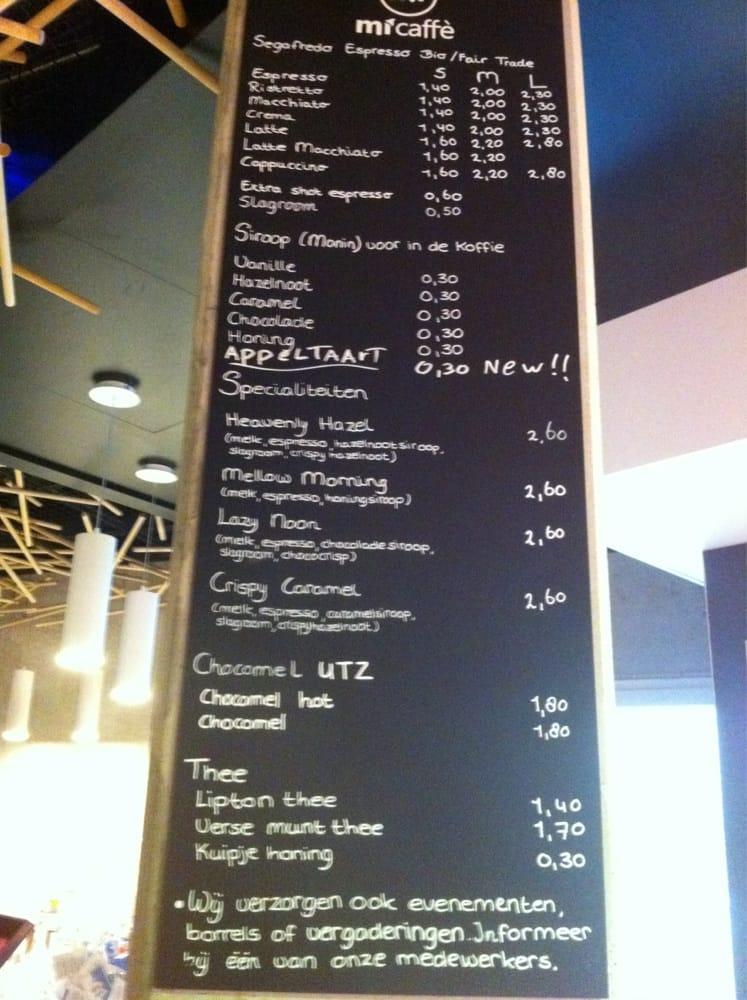 Menu at Mícaffè, Utrecht