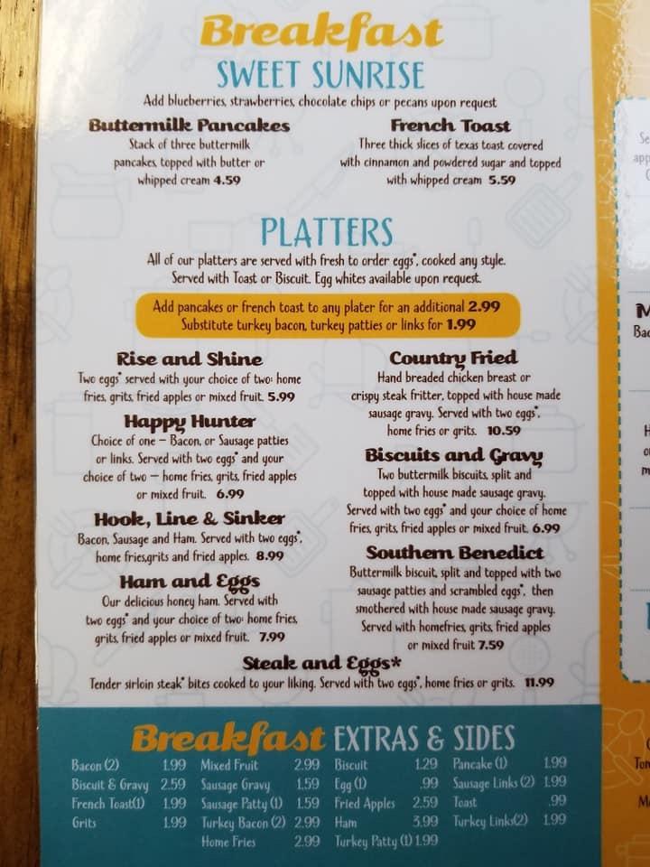 Menu at Our Happy Place restaurant, Boydton