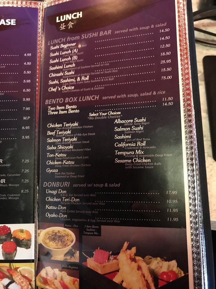 Menu at Arigato Sushi restaurant, Gold River