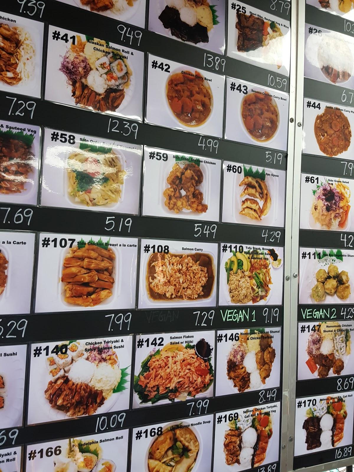 Menu at Sachi Teriyaki House restaurant, Los Angeles