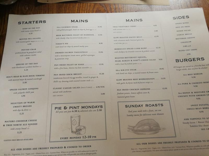 Menu at The Crown & Anchor pub & bar, Barnsley