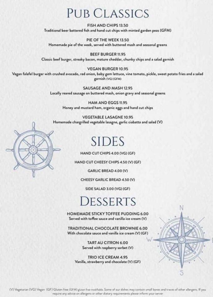 Menu at The Cutter Inn pub & bar, Ely