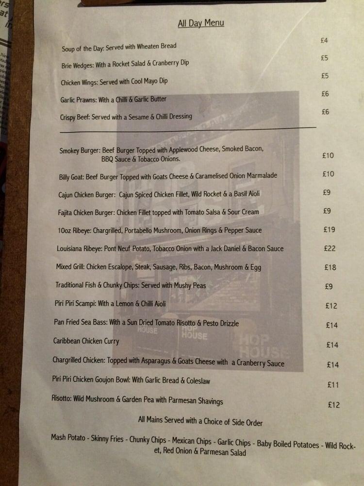 Menu at Hop House pub & bar, Bangor