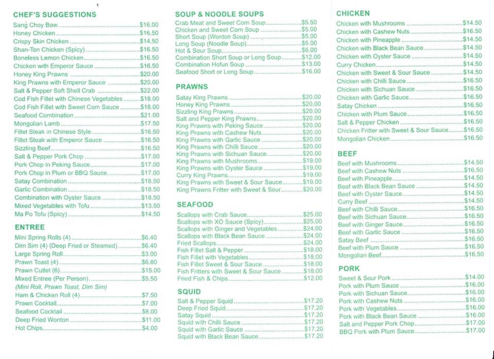 Menu at Lyton Chinese Restaurant, Stanhope Gardens