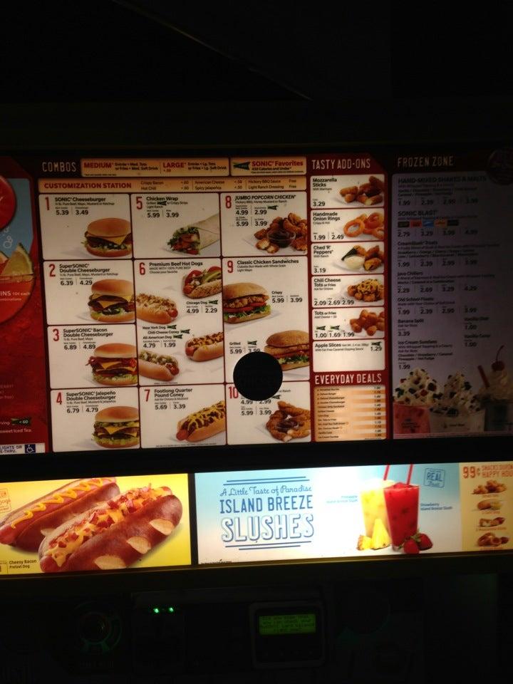Menu at Sonic Drive-In fast food, Billings
