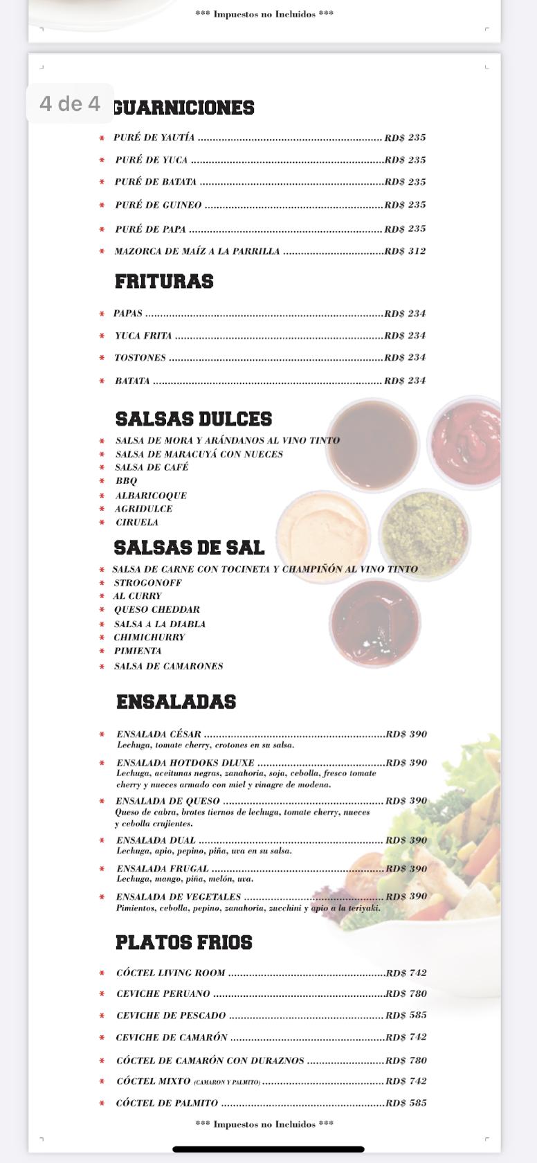 Menu at living room vip pub & bar, Punta Cana