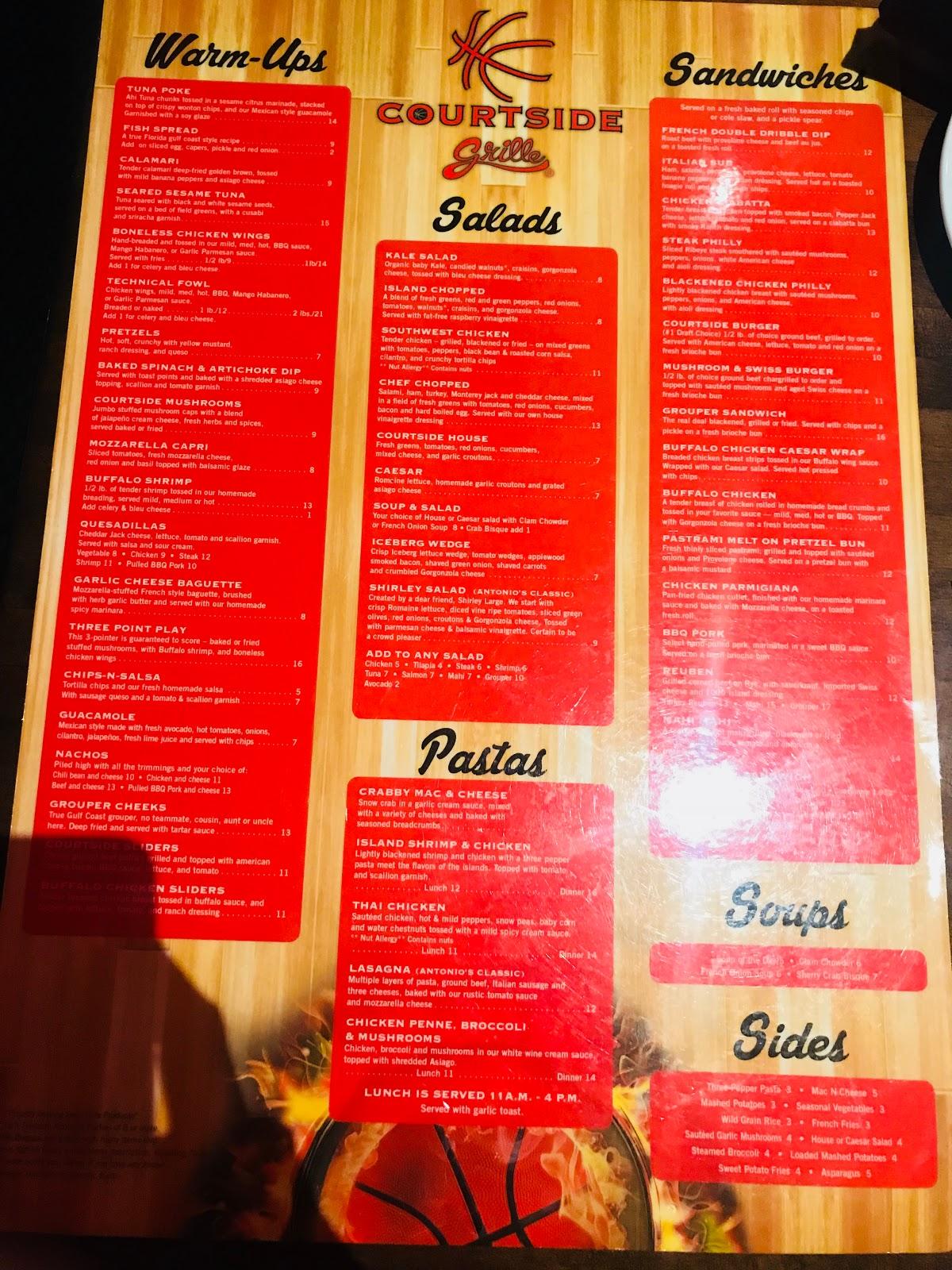 Menu at Courtside Grille pub & bar, Saint Petersburg, 110 Fountain Pkwy N