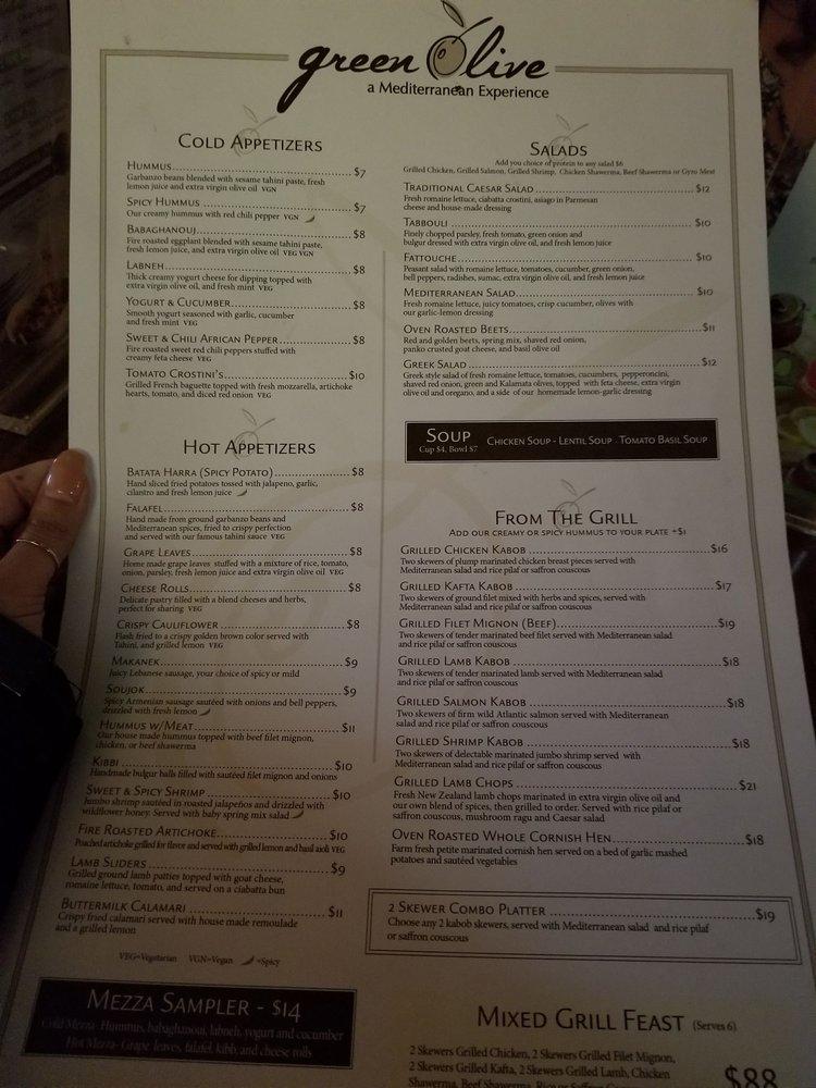 Menu at Green Olive pub & bar, Downey, Lakewood Blvd
