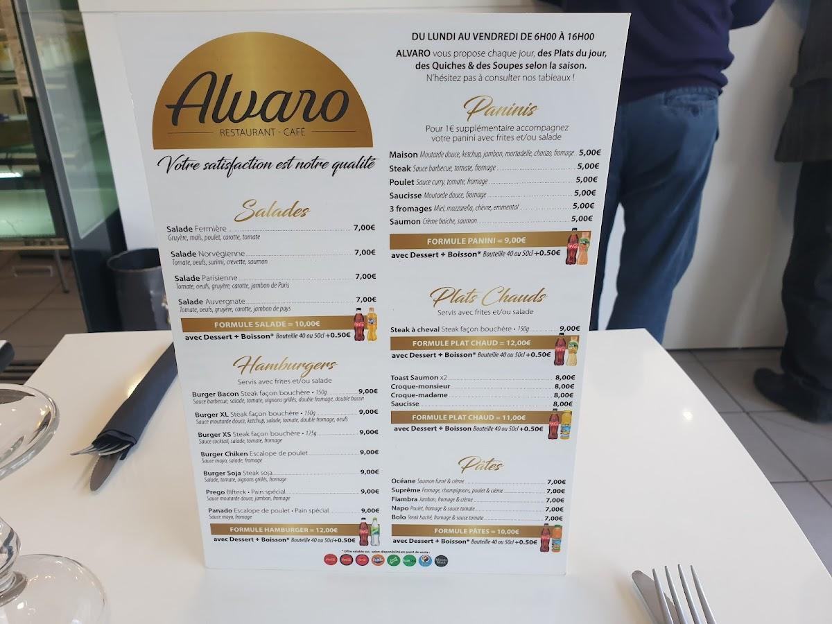 Menu at Restaurant Alvaro, Nanterre