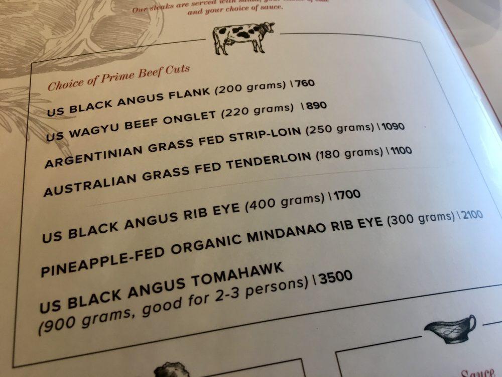 Menu at Brasserie Sagana restaurant, Taguig