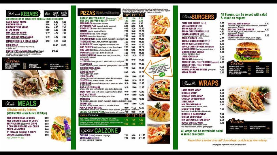 Menu at Purple onion pizza & kebab house fast food, Newtownards
