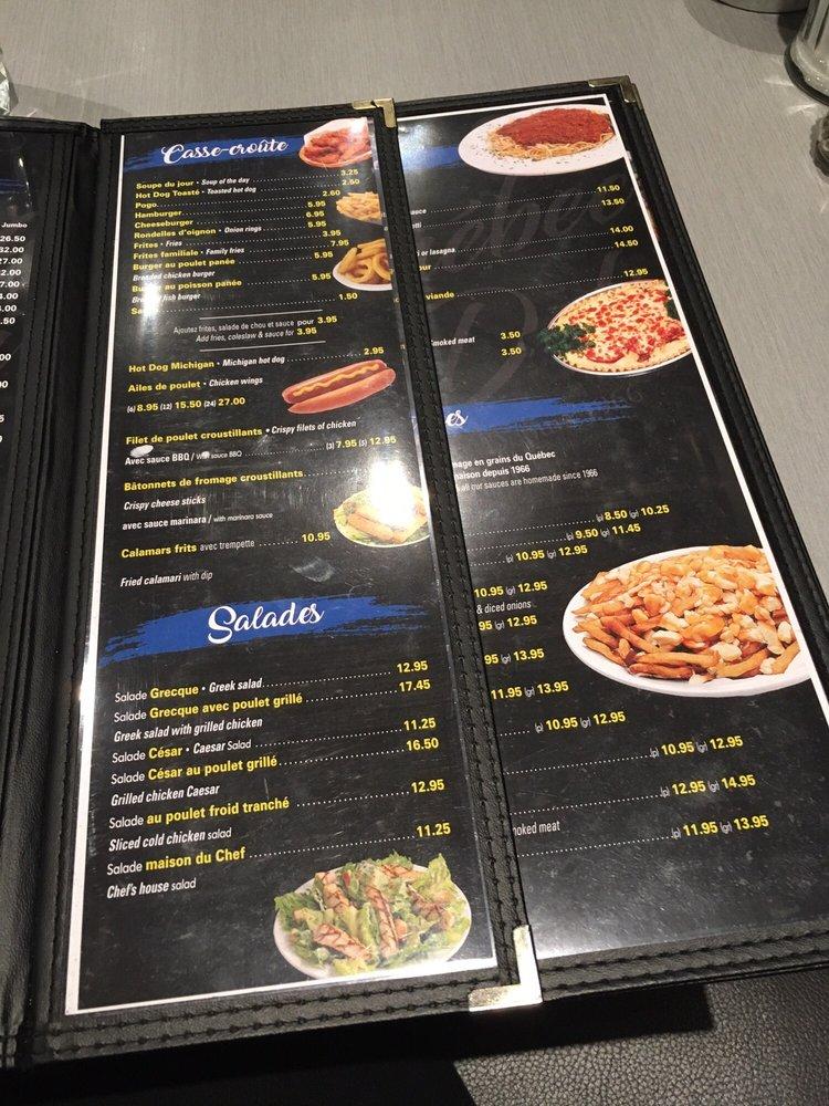 Menu at Quebec Deli pizzeria, Montreal