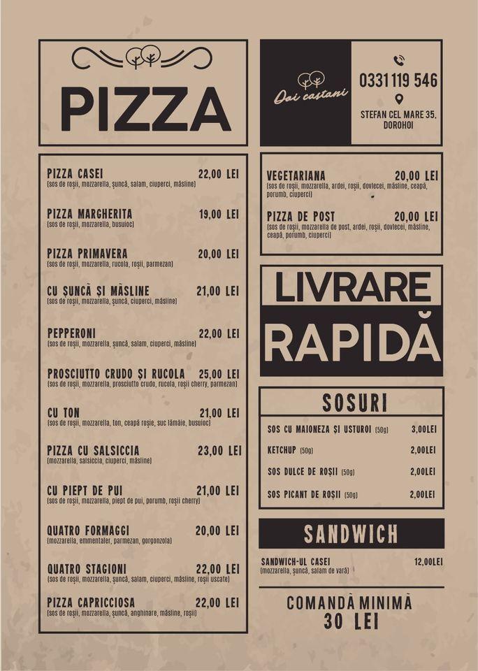 Menu at Braseria Doi Castani, Dorohoi