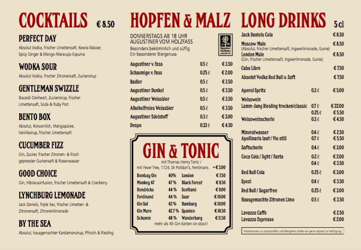 Speisekarte von Ronnie Biggs - Burger & Drinks pub & Bar, Ulm