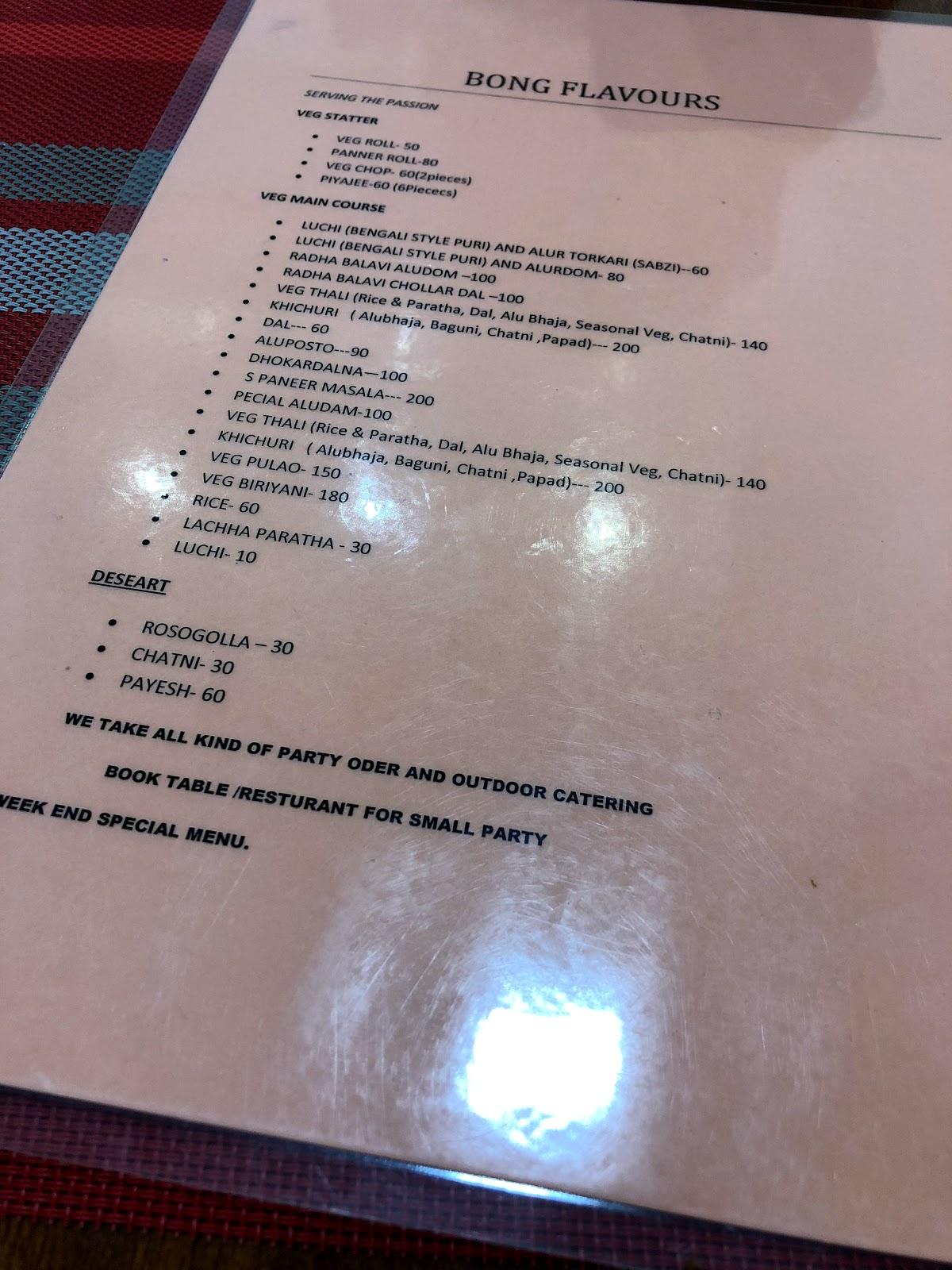 Menu at BONG FLAVOURS, Vadodara, Nilamber circle