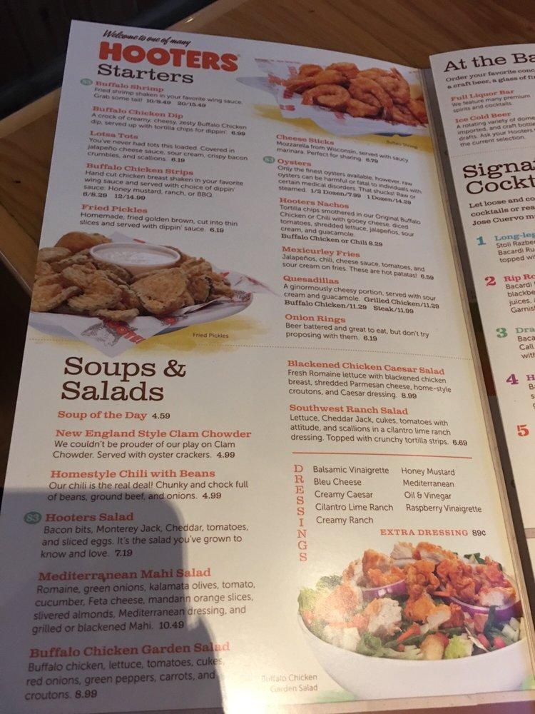 Carta del pub y bar Hooters, Countryside, South La Grange Road