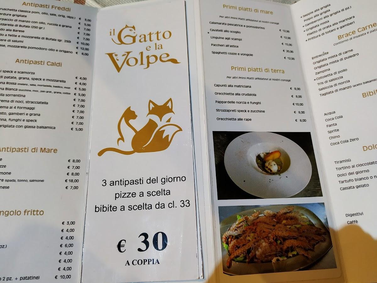 Menu at Il Gatto e la Volpe restaurant, Trani