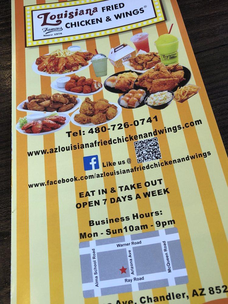 Menu at Louisiana Fried Chicken restaurant, Chandler