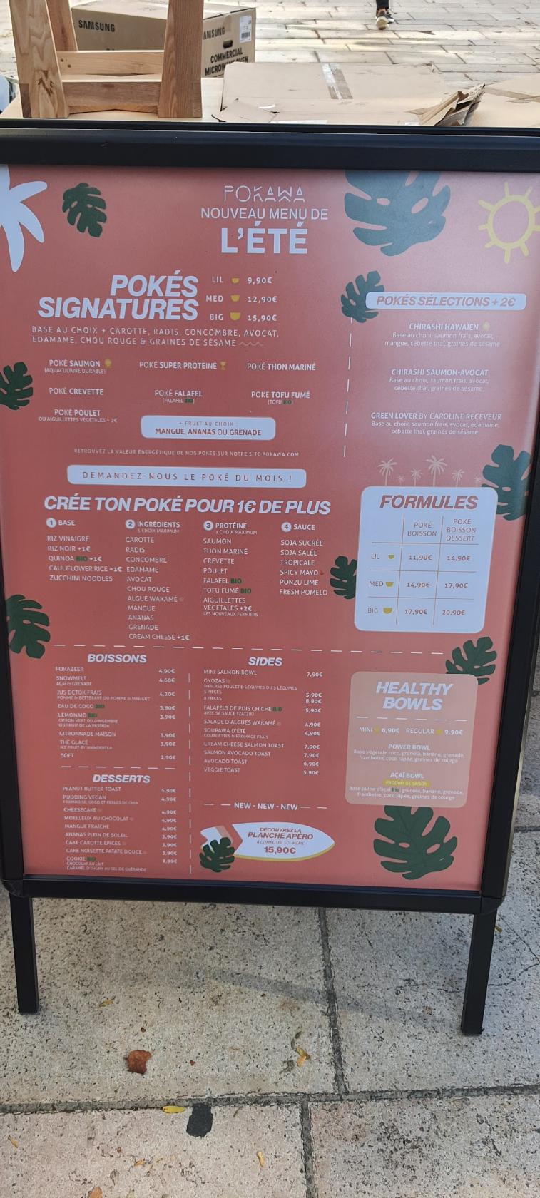 Menu au POKAWA Poké bowls restaurant, Amiens