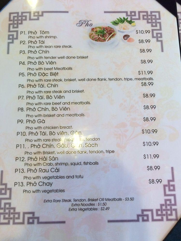 Menu at Pho Vietnamese restaurant, Flagstaff, S Woodlands Village Blvd #360