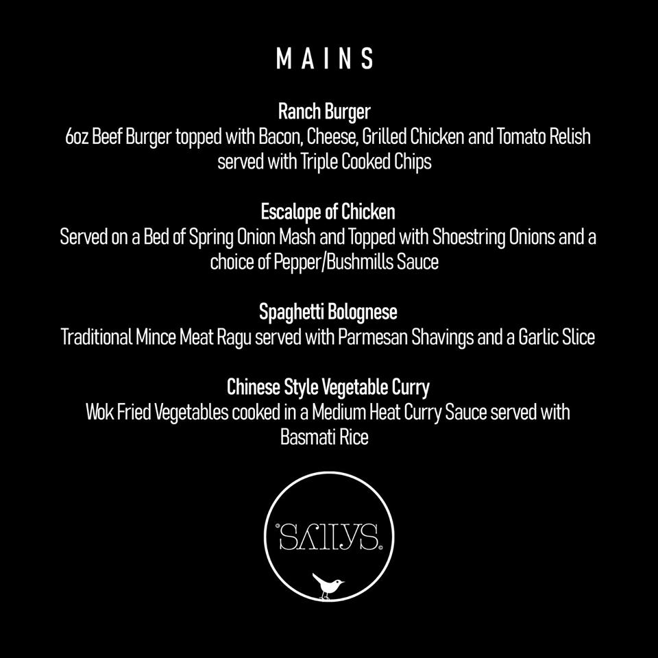 Menu at Sallys of Omagh pub & bar, Omagh