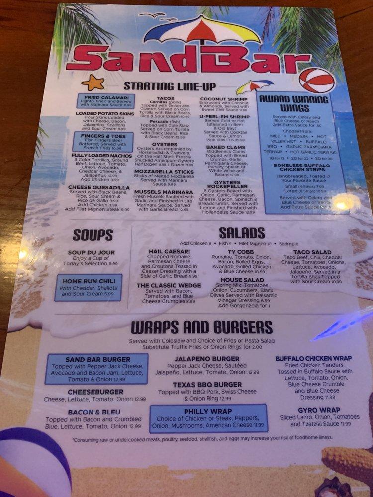 Menu at Sand Bar ️, Marco Island