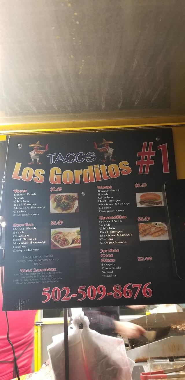Menu at Tacos Los Gorditos restaurant, Louisville, New Lagrange Rd