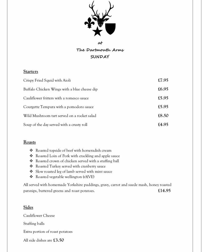 Menu at The Dartmouth Arms pub & bar, London