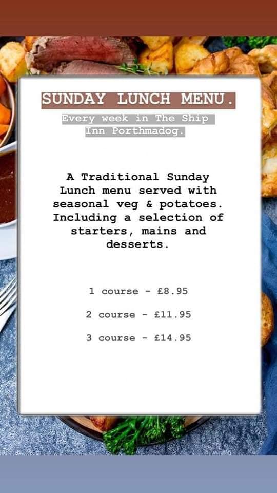 Menu at The Ship Inn/ Y Llong pub & bar, Porthmadog