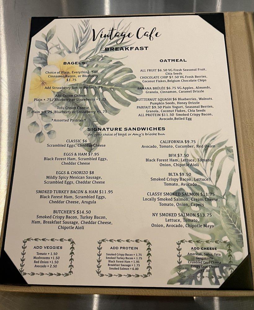 Menu at VINTAGE CAFE, New York City