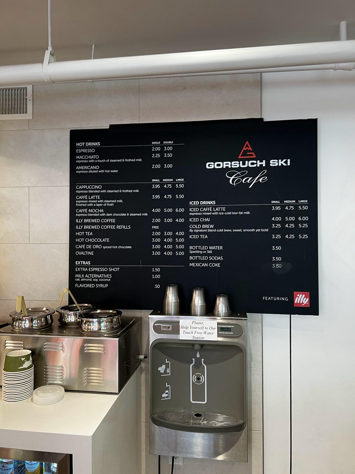 Menu at Gorsuch Ski Café cafe, Vail