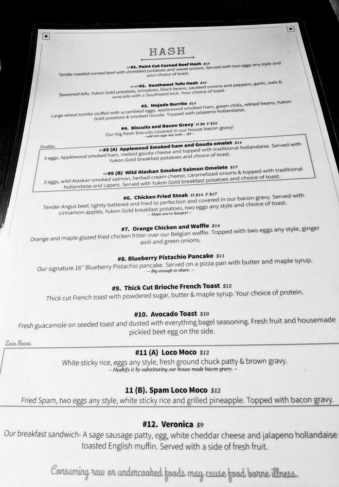 Menu at Hash restaurant, Olympia