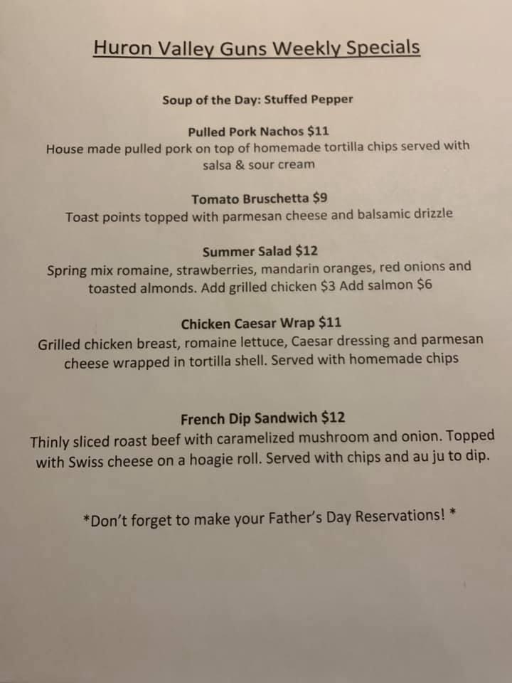 Menu at Molly Pitcher's Lounge restaurant, Lyon Charter Township