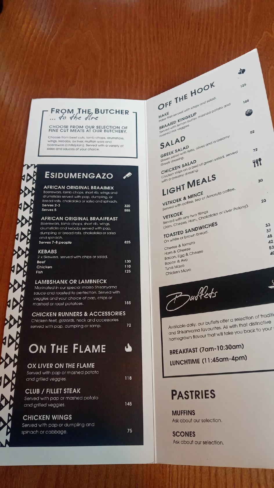 Speisekarte von Imbizo Shisanyama @ Mall of Thembisa restaurant, Tembisa