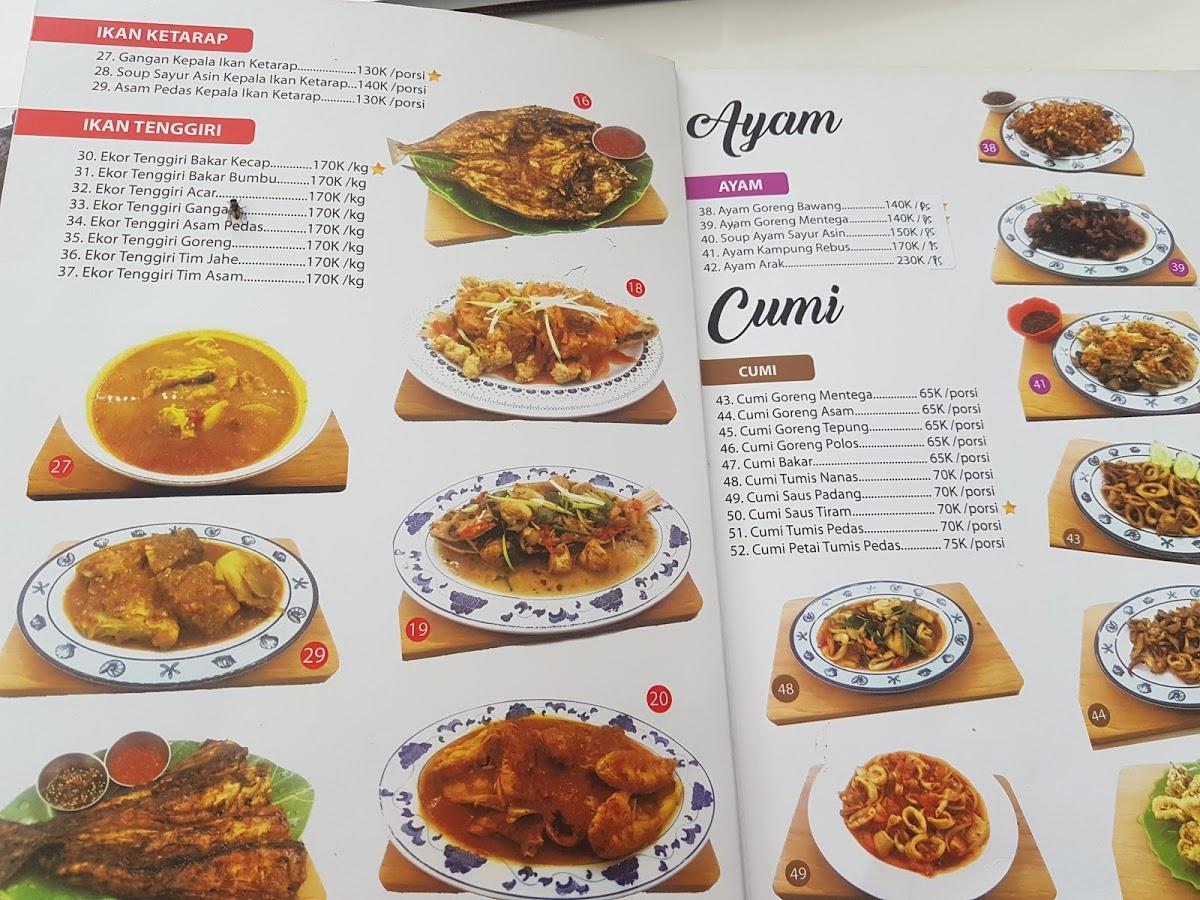Menu at Mutiara Resto restaurant, Tanjung Pandan, 7M84+QCX
