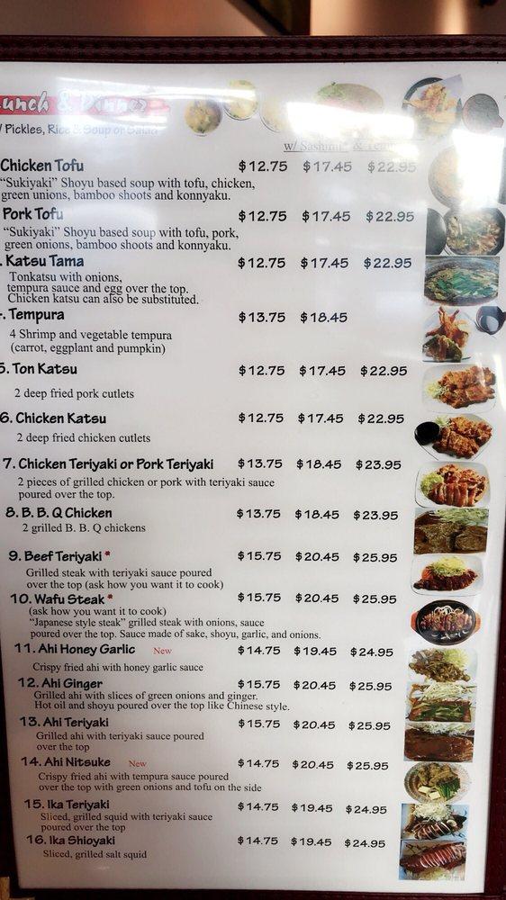 Menu at Saito & Pho III restaurant, Mililani
