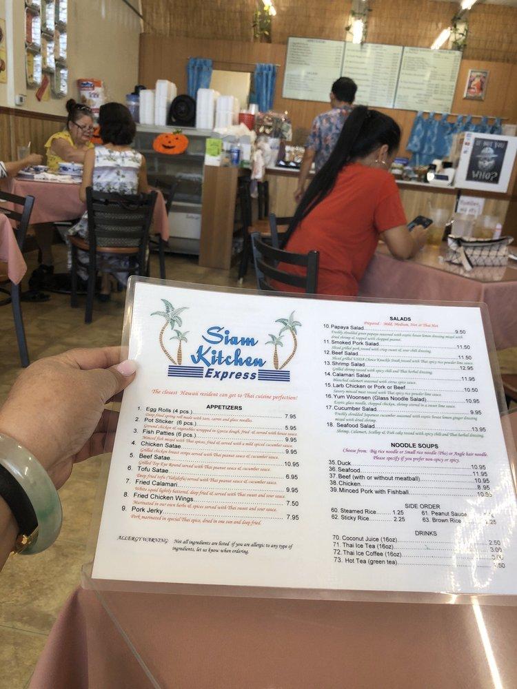 Menu at Siam Kitchen Express restaurant, Aiea