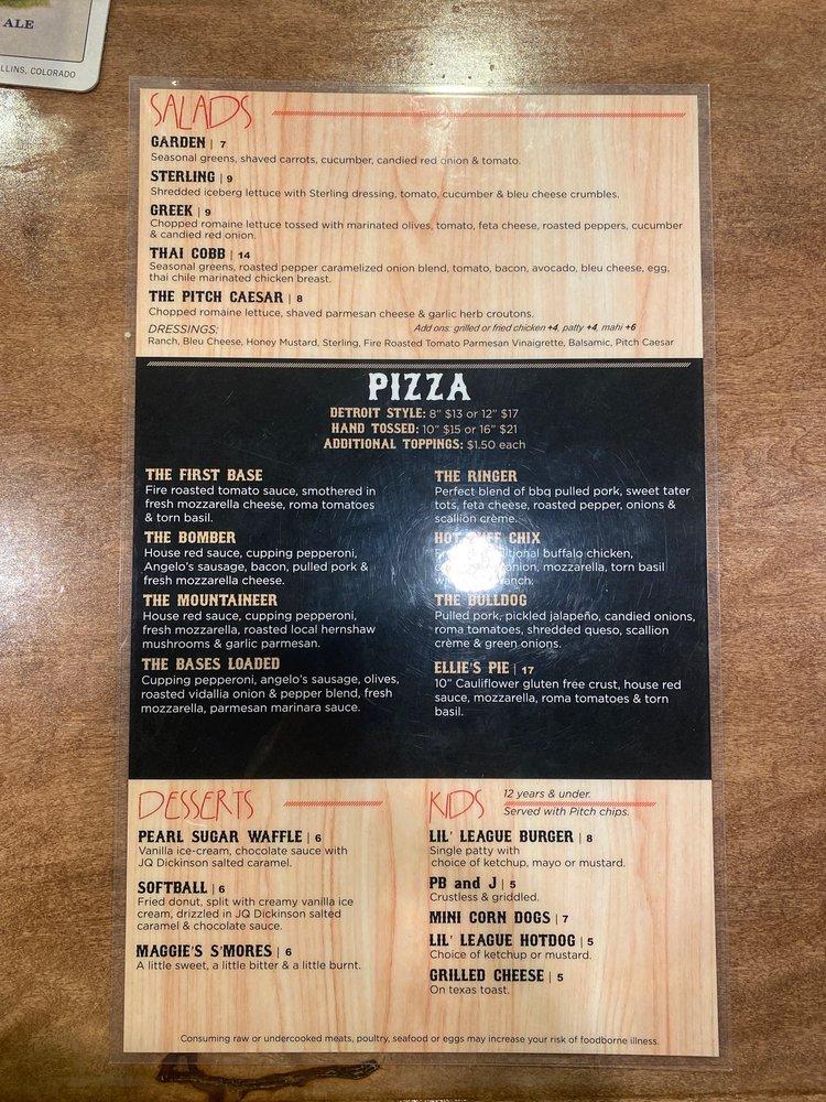 Menu at The Pitch Sports Bar & Grill, Dunbar