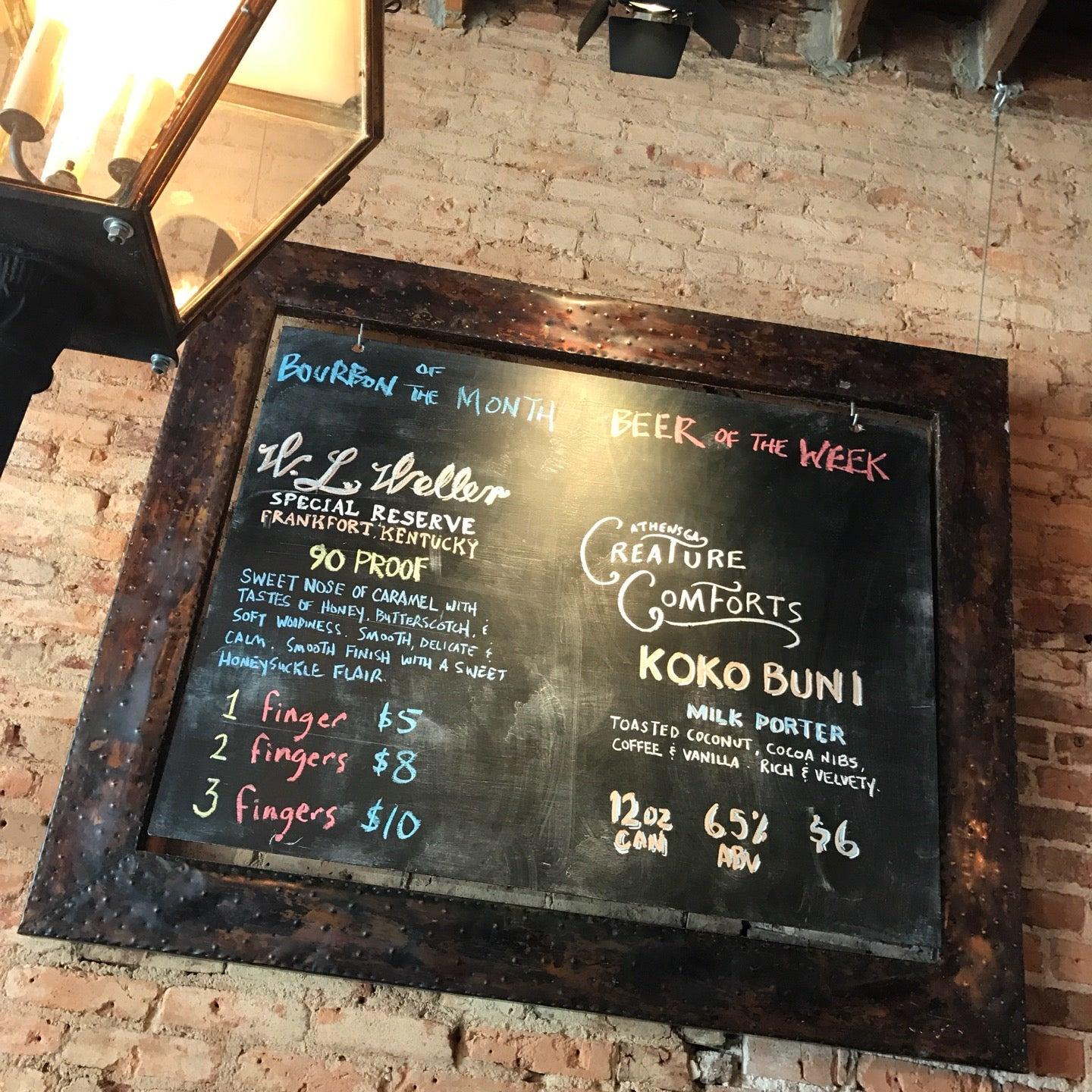 Menu at The Place restaurant, Athens