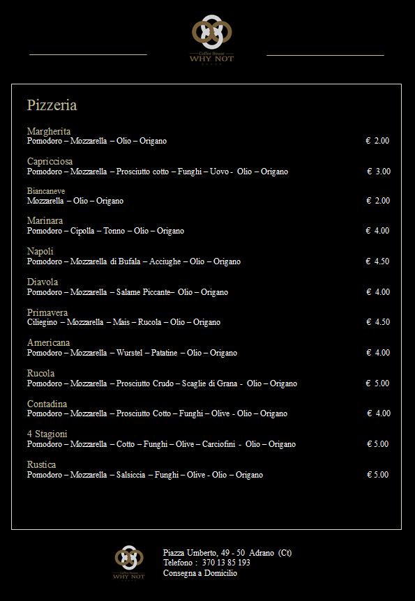 Menu at Why Not Bar, Adrano