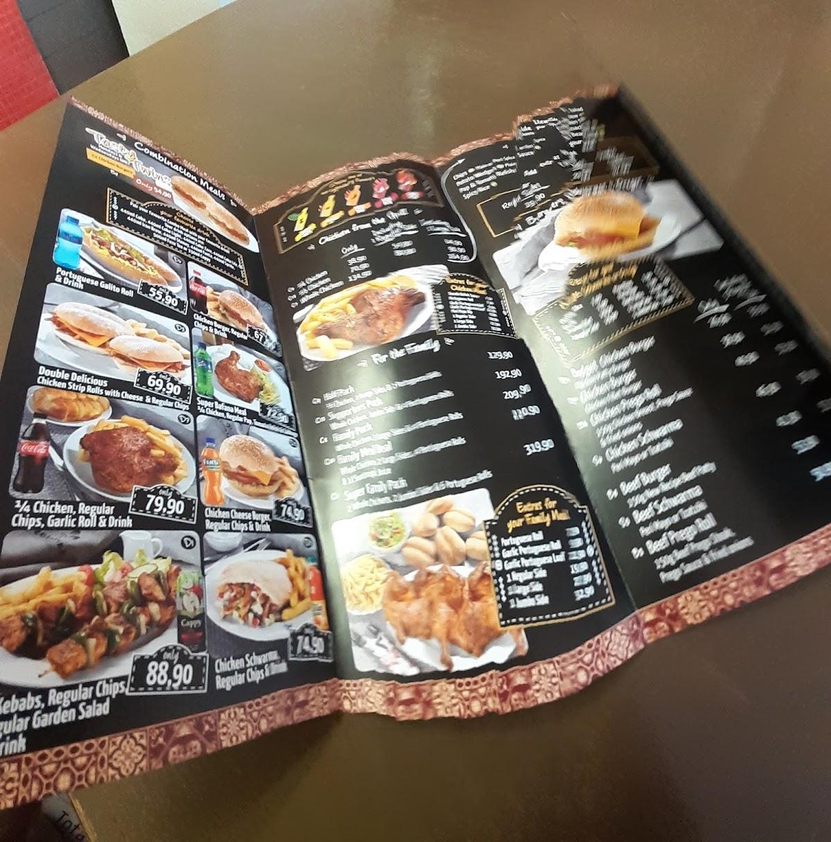 Menu at Barcelos Verulam, Verulam