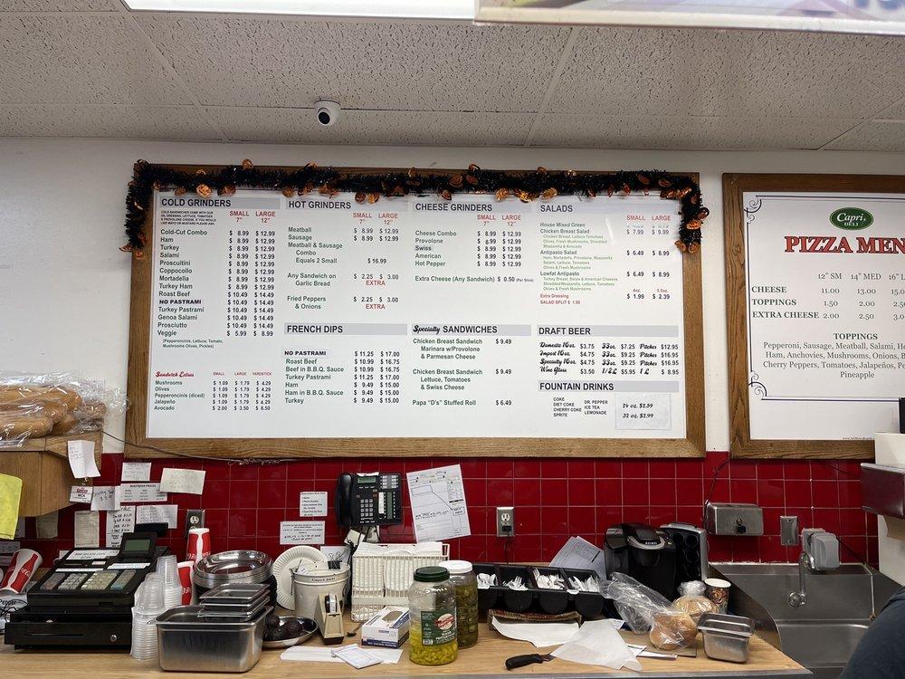 Menu at Capri Deli fast food, Covina