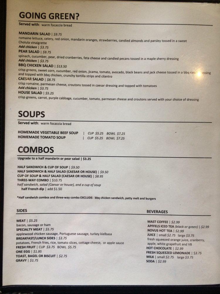 Menu at Four Sisters Cafe, Roseville