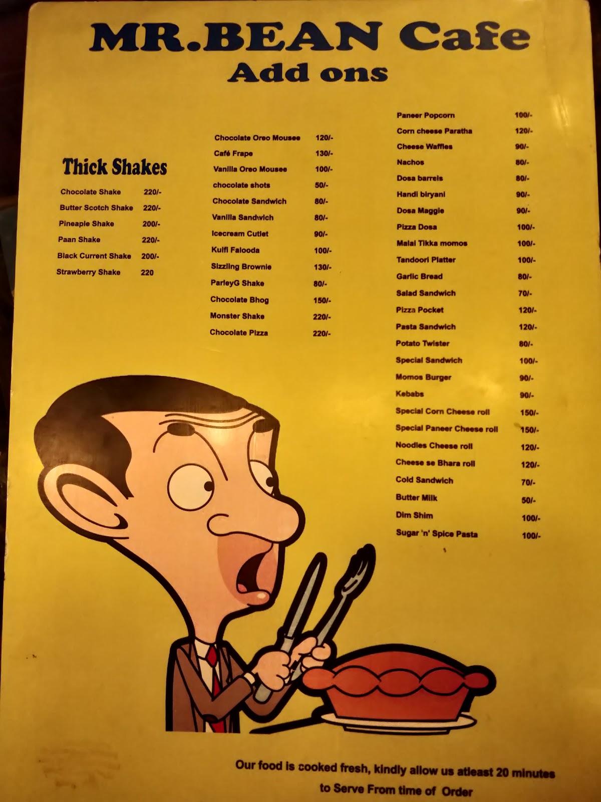 Menu at Mr.Bean Café And Restaurant, Hoshangabad