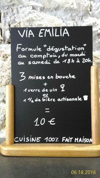 Menu at VIA EMILIA pizzeria, Paris