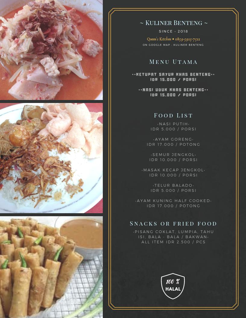 Carta del restaurante Kuliner Benteng, Tangerang